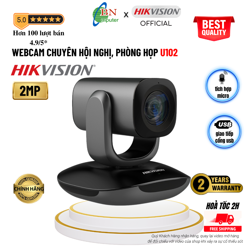 Webcam Hikvision DS U102 chuyên dụng phòng họp lớn, hội nghị cao cấp, có điều khiển, zoom số DS ...