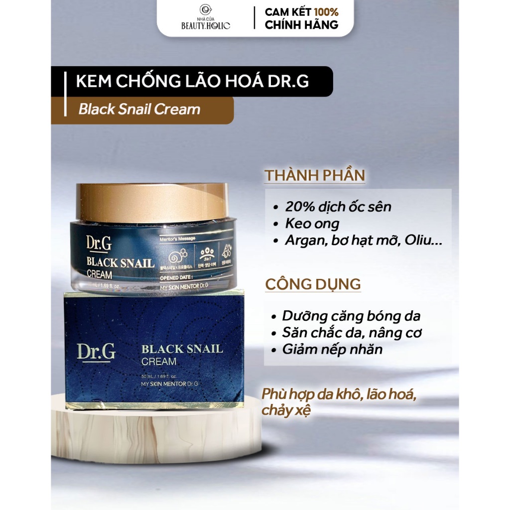 Kem dưỡng chống lão hoá nâng cơ DR.G BLACK SNAIL CREAM | Shopee Việt Nam