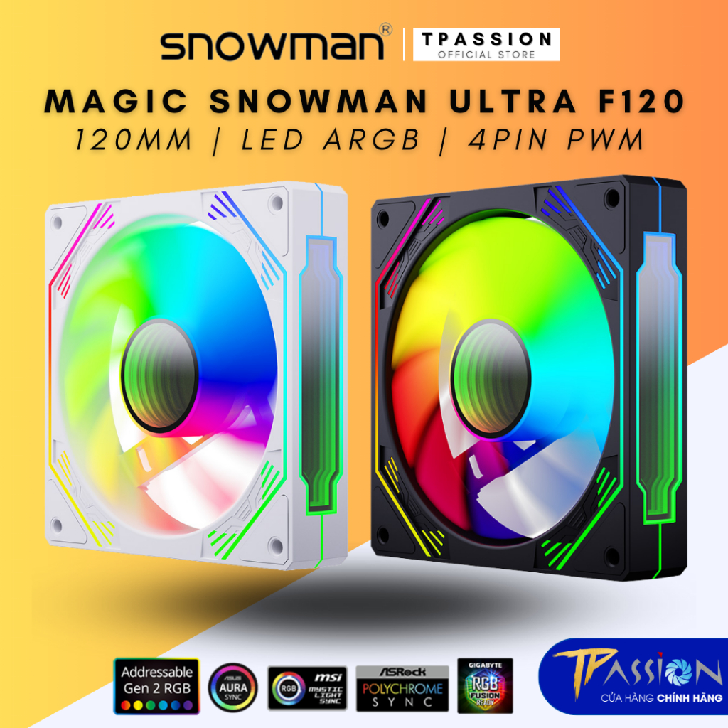 Quạt tản nhiệt MAGIC ULTRA SNOWMAN F - 120 LED ARGB 5V / Reverse Cánh ...