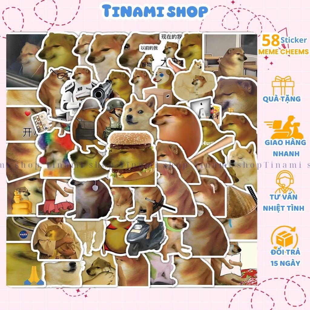 58 sticker meme chó cheems doge hài hước hình dán trang trí và quà tặng ...