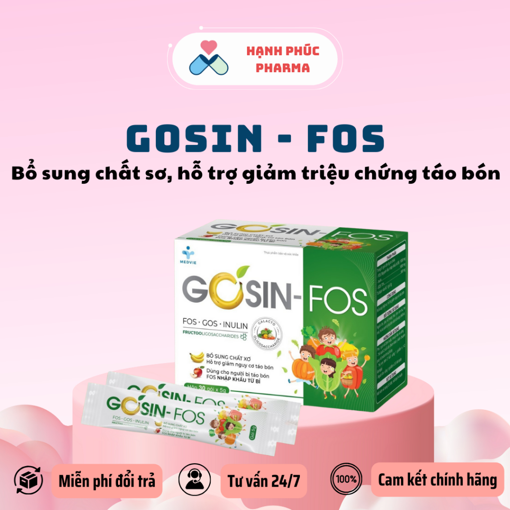 GOSIN - FOS - Chất xơ hòa tan cho người bị táo bón (Hộp 30 gói x 5g ...