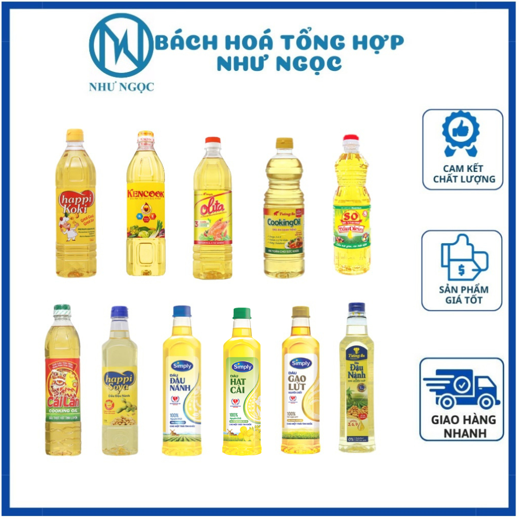 Dầu ăn 1 Lít - Cooking Oil/ Marvela/ Cái Lân/ Happi Koki/ Happi Soya ...