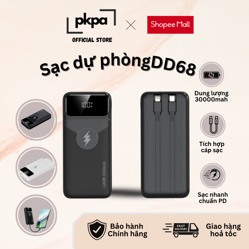 Sạc Dự Phòng DD66,DMDD6886,Tích Hợp Dây Sạc, Thích Hợp Mọi Loại Máy Điện Thoại, Bảo Hành 6 Tháng ...