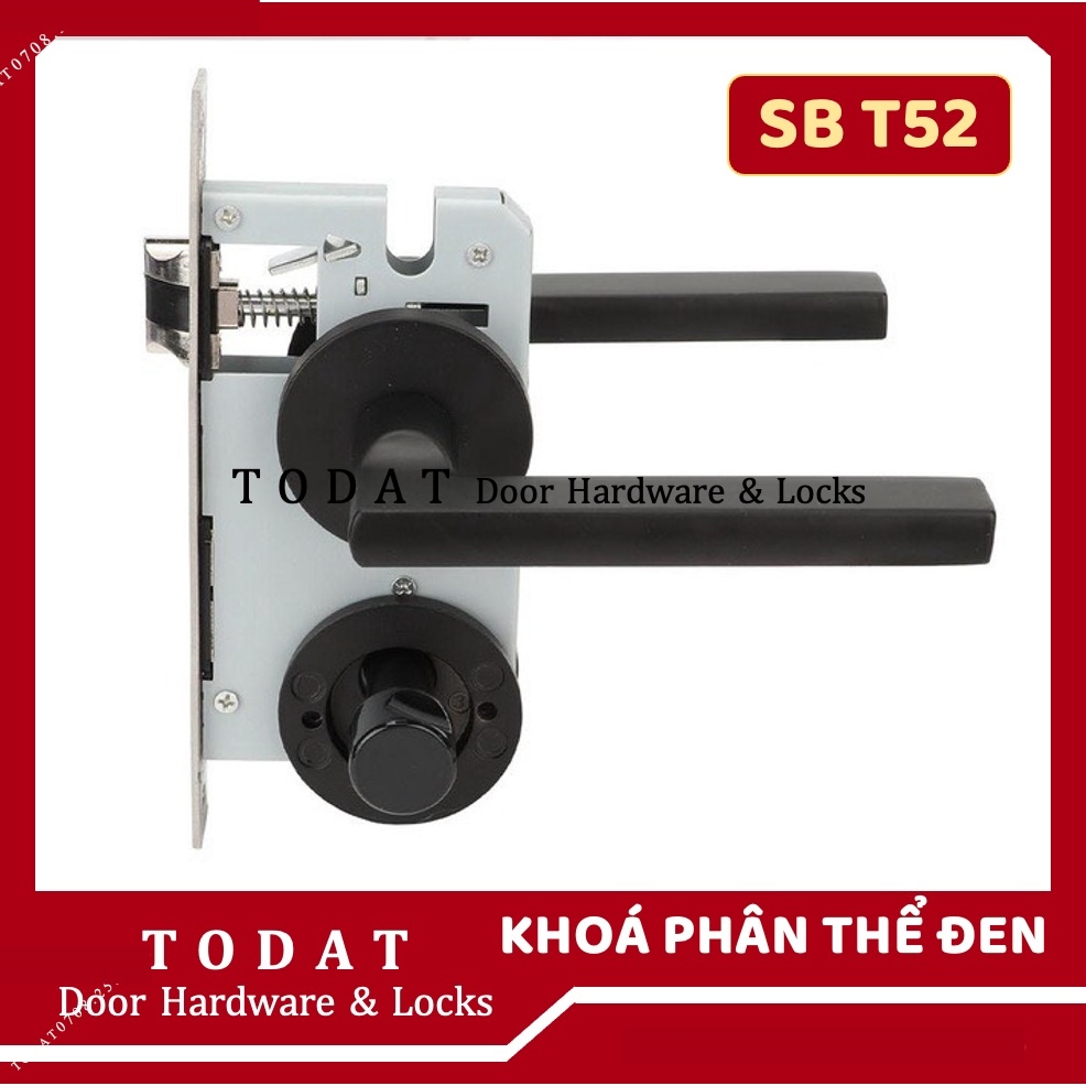 [Shebei T52] KHOÁ TAY GẠT CỬA PHÒNG Màu đen - Khoá Phân Thể Đen dùng cho cửa gỗ, cửa nhựa giả gỗ ...