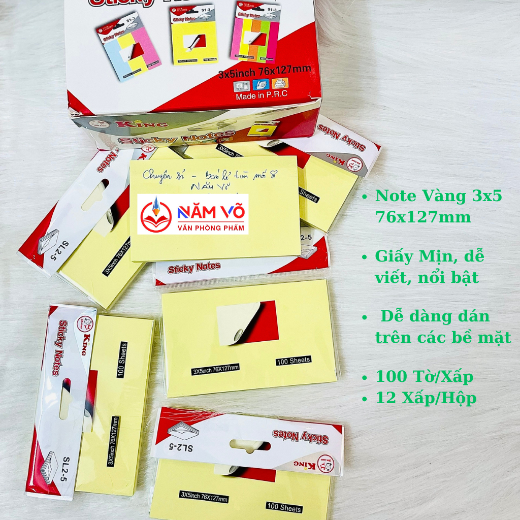 [VÀNG 3X5] XẤP 100 Tờ Giấy Note / Giấy Ghi Nhớ / Giấy Ghi Chú Màu Vàng ...