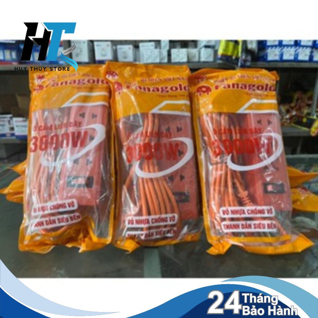 Ổ cắm liền dây Fanagold 4 ổ cắm dây dài 3 mét, 5 mét vỏ nhựa chống vỡ ...
