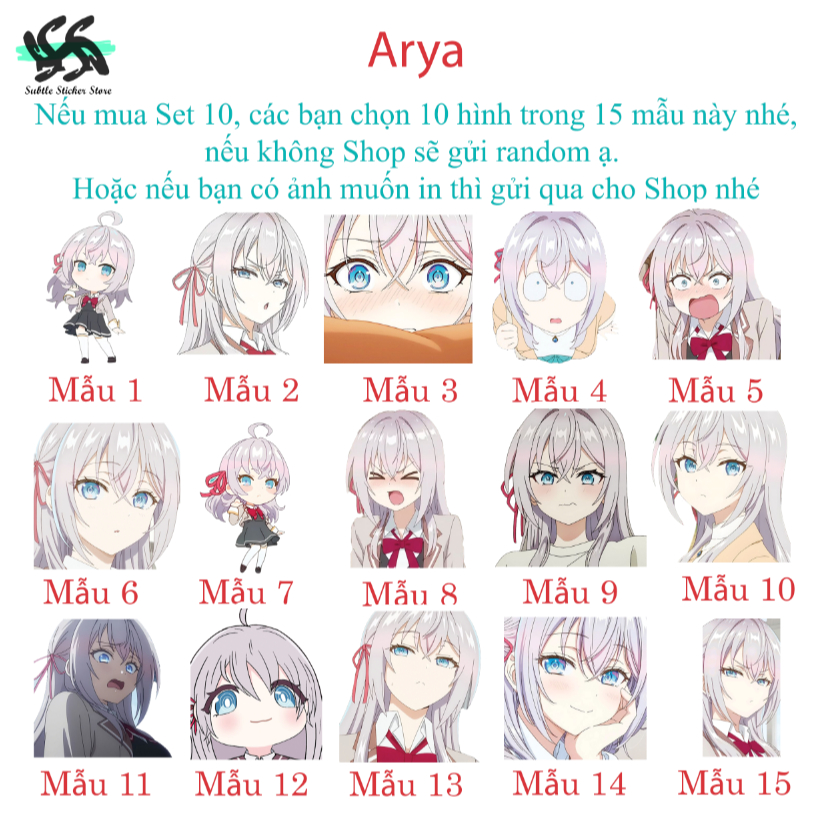 [Arya bàn bên] - Set 10/15 Sticker Alisa Mikhailovna Kujo / Alya / Arya ...