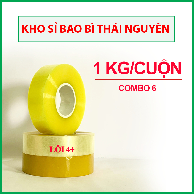 (COMBO 6 CUỘN) Băng Dính, Băng Keo 1Kg/Cuộn, Lõi Mỏng 5mm Đủ Cân, Hàng Chuẩn Dai Dính, Ship Hỏa ...