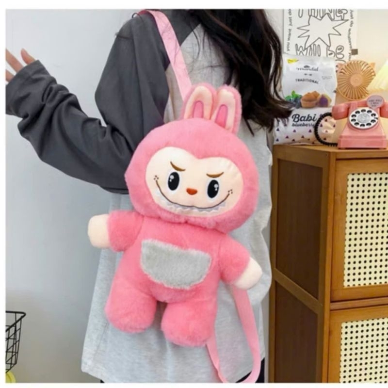 Balo lông hoạt hình Labubu bụng xám phong cách Hàn Quốc siêu cute ...
