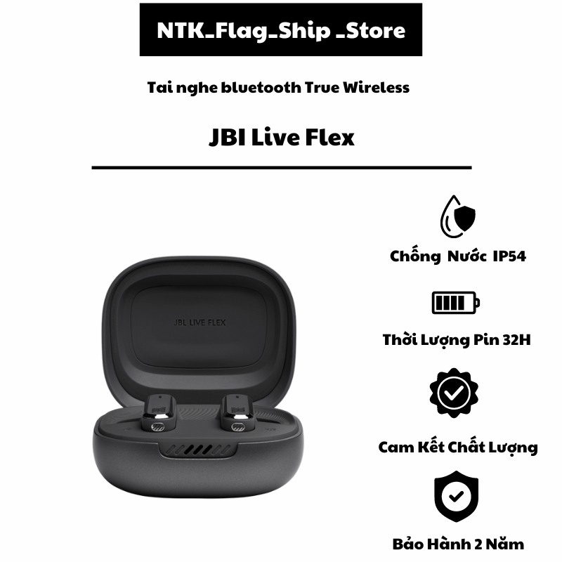Tai nghe Nhét Tai Không Dây Bluetooth JBL Live Flex TWS Chống Nước IP54 Chống Ồn Pin Tối Đa 32H ...