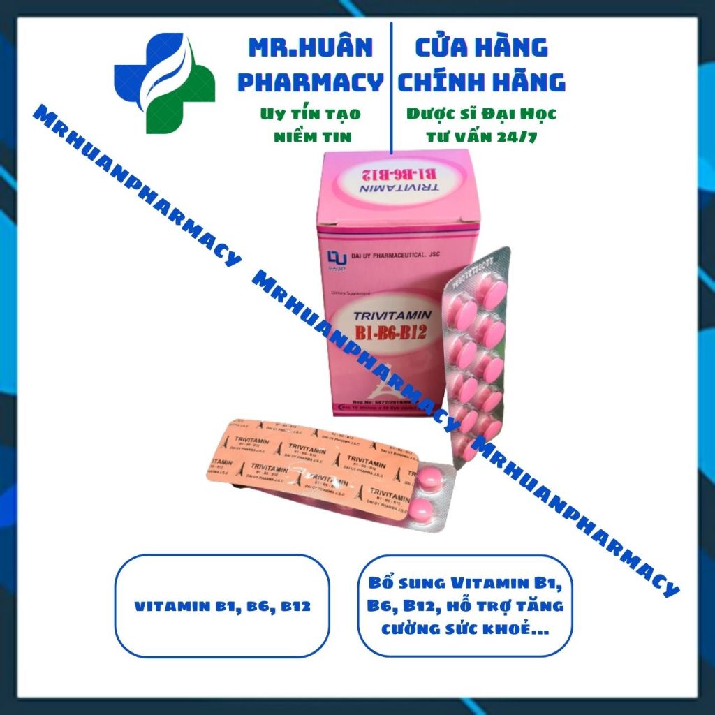 Trivitamin B1 B6 B12 Đại Uy Hộp 100 Viên Bổ Sung Vitamin B1 B6 3744