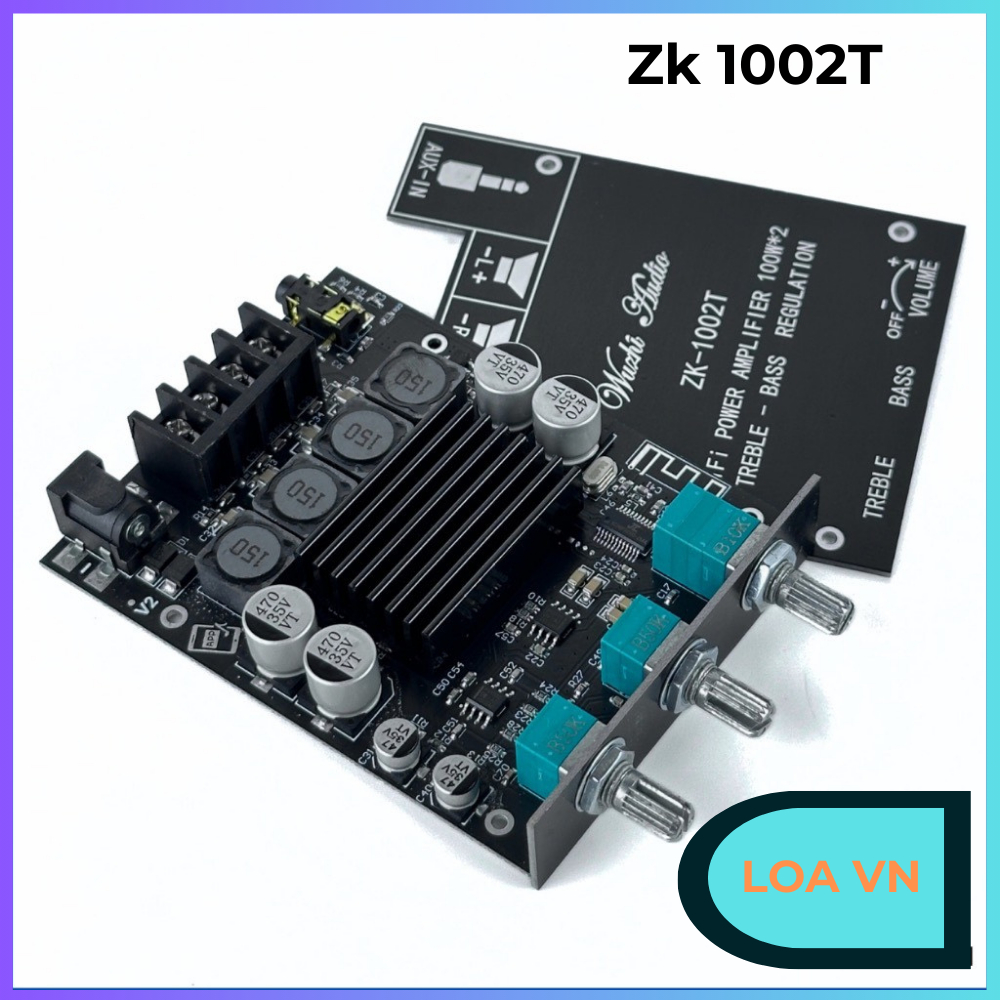 ZK 1002T Bluetooth 5.0, Bảng mạch khuyếch đại kèm tinh chỉnh 100Wx2 ...