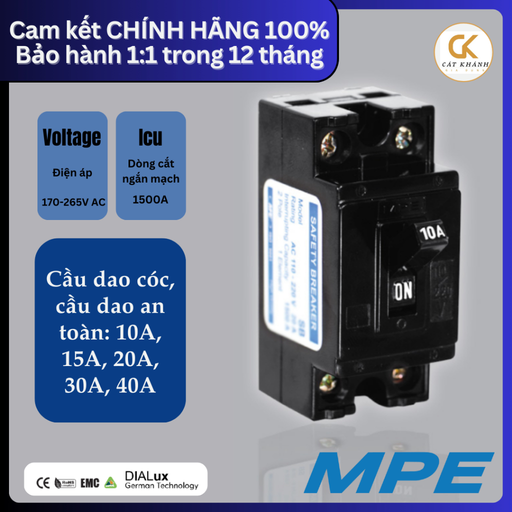 CB cóc, cầu dao an toàn 10A, 15A, 20A, 30A, 40A chính hãng MPE bảo hành 12 tháng | Shopee Việt Nam