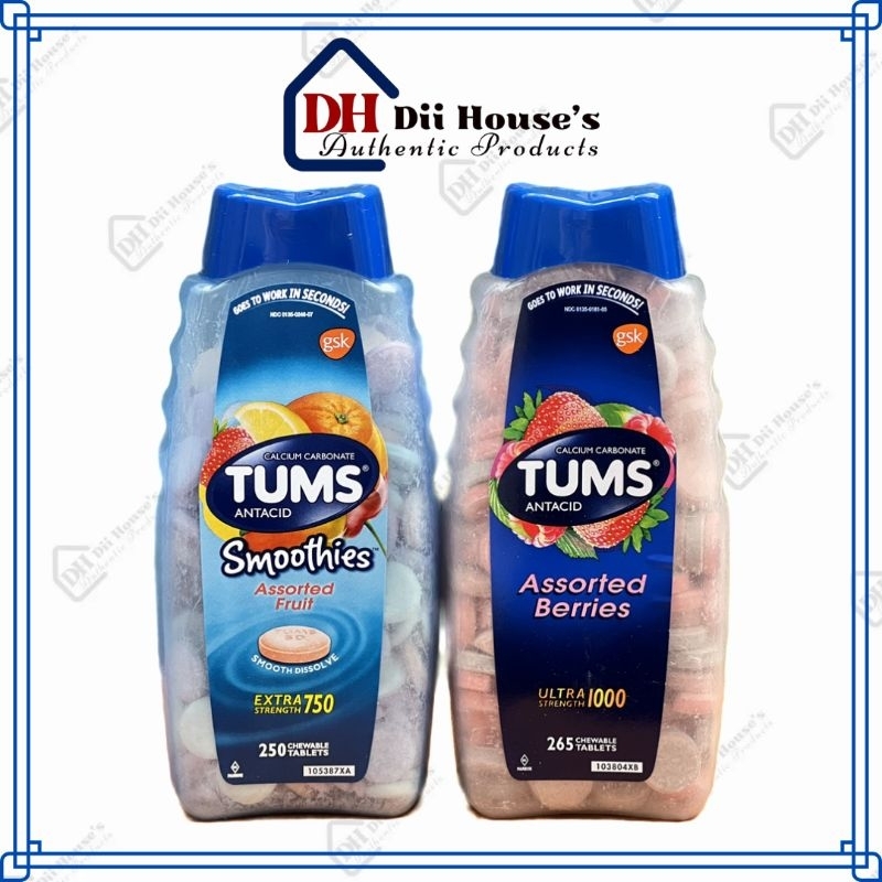 Tums Antacid Assorted Berries 1000mg 265 viên / Tums Antacid Smoothies Assorted Fruit 750mg 250 ...
