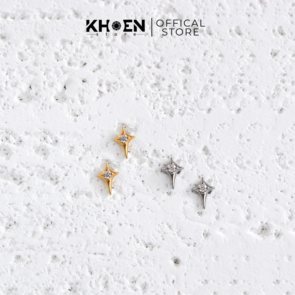 (1 Chiếc) Khuyên tai Ngôi sao 4 cánh bạc - Titanium G23 - Khoen store | Shopee Việt Nam