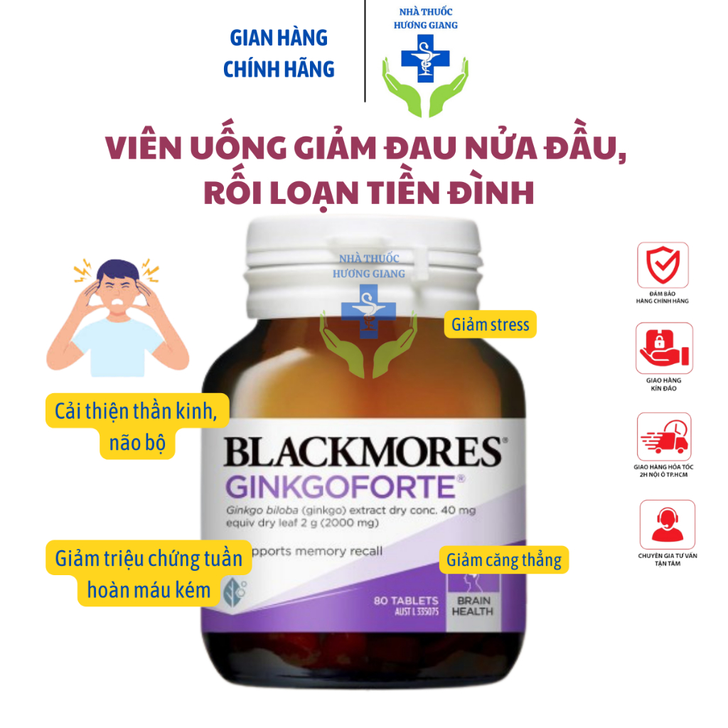 Viên uống Blackmores Ginkgo Forte- bổ não tăng cường trí nhớ giảm đau ...