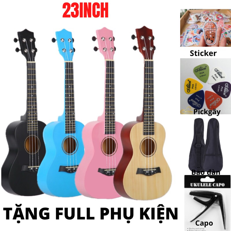 [Size 23 inch] Đàn Ukulele Concert nhiều màu chất liệu gỗ-Tặng phụ kiện ...