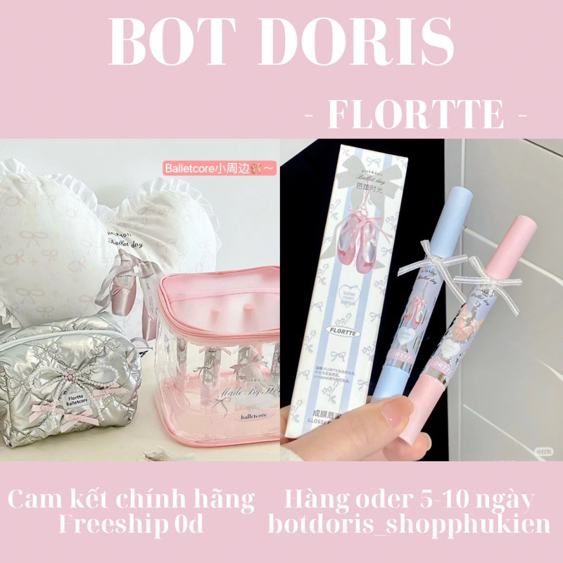 Set son Flortte Ballet tích hợp cọ môi tiện lợi, set mĩ phẩm Flortte 15 ...