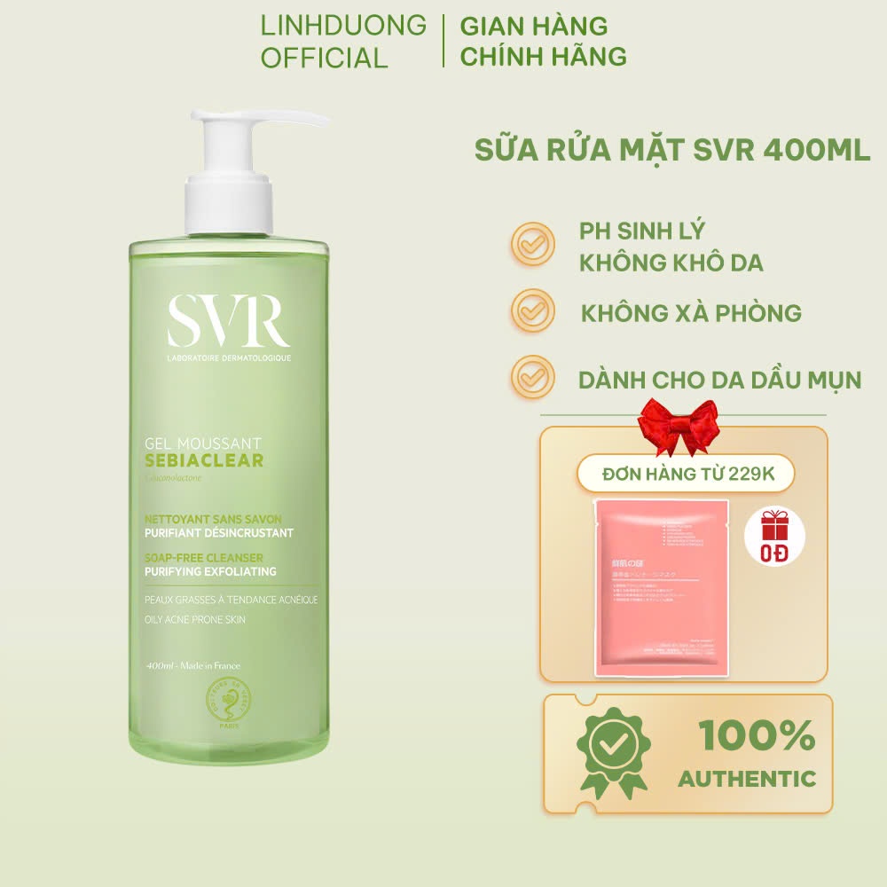 Sữa Rửa Mặt SVR (SRM SVR), Sữa rửa mặt SVR xanh Dành cho da dầu mụn Gel ...