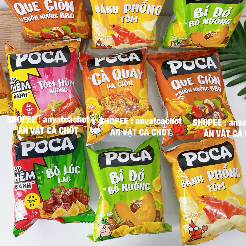 Snack POCA đầy đủ các hương vị : Mực Lăn - Bò - Tôm … Bim bim PoCa giá ...