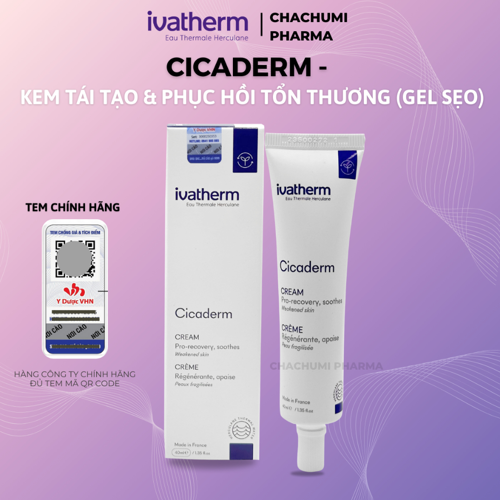 Kem Ivatherm Cicaderm Tái Tạo & Phục Hồi Tổn Thương 40ml (Gel Sẹo ...