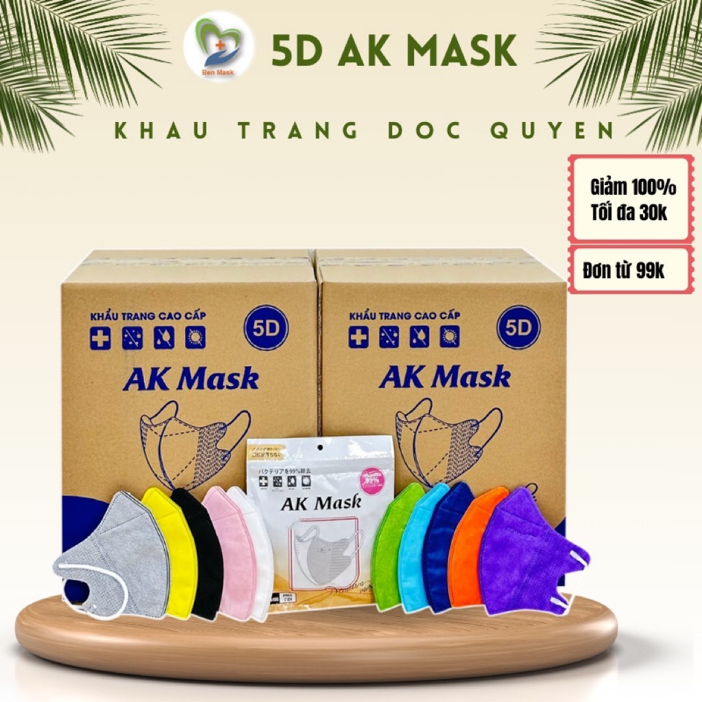 Khẩu Trang 5D AK Mask Túi Kháng Khuẩn 20 Cái - Nhiều Màu Form Dáng Hàn Quốc Chuẩn Khẩu Trang ...