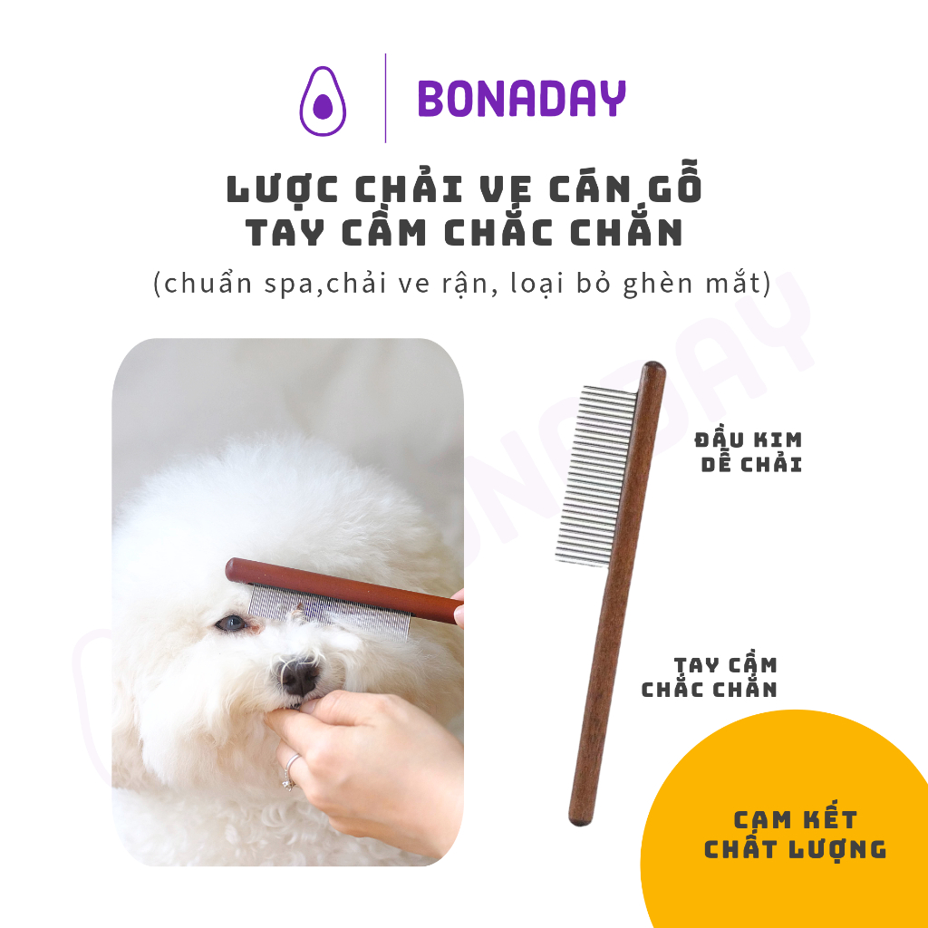LƯỢC CHẢI VE RẬN, VỆ SINH GHÈN DỈ MẮT CHÓ MÈO CÁN GỖ CHẮC CHẮN ...
