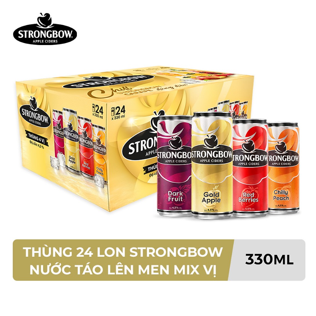 Lốc 6 Lon Cao Bia Strongbow Cider Đặc Biệt 4 Vị (330ml x 24 Lon) - Trái ...