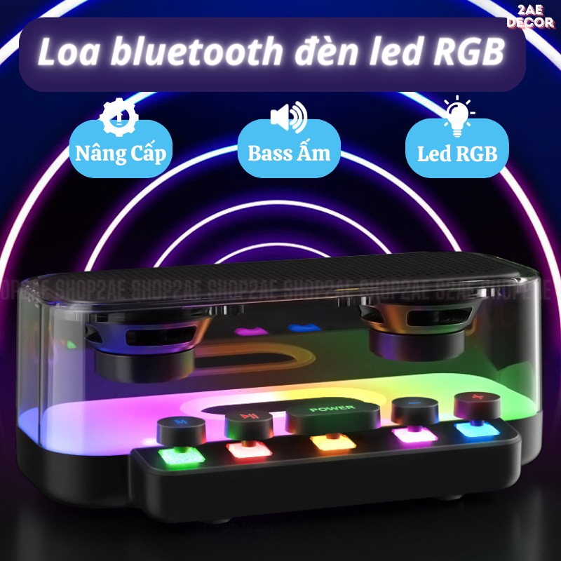 Loa bluetooth để bàn, loa đèn led RGB máy tính, mặt kính trong suốt ...