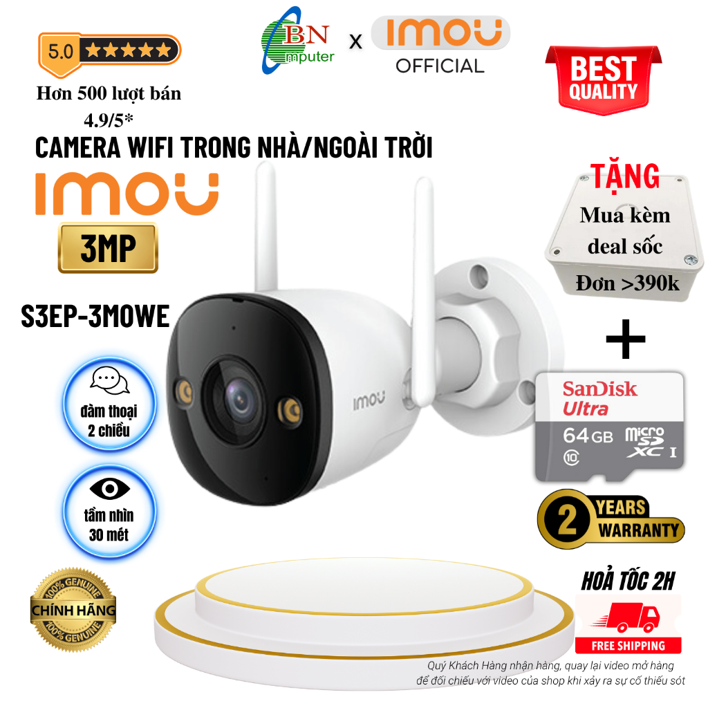 Camera wifi ngoài trời IMOU Full Color IPC-S3EP-3M0WE Bullet 3 3MP ...