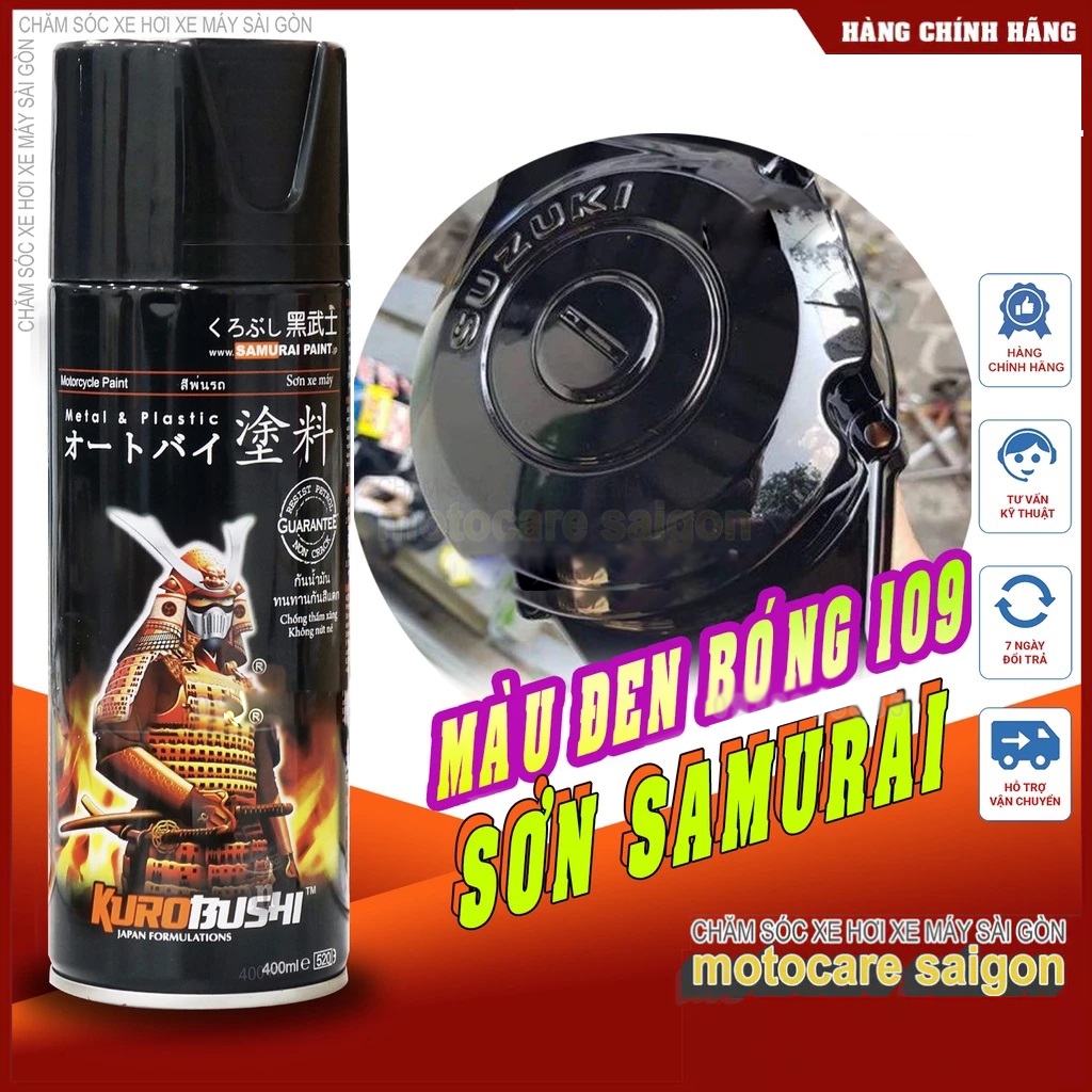 Sơn xịt Samurai màu Đen Bóng ,SAMURAI 109 (400 ml) | Shopee Việt Nam