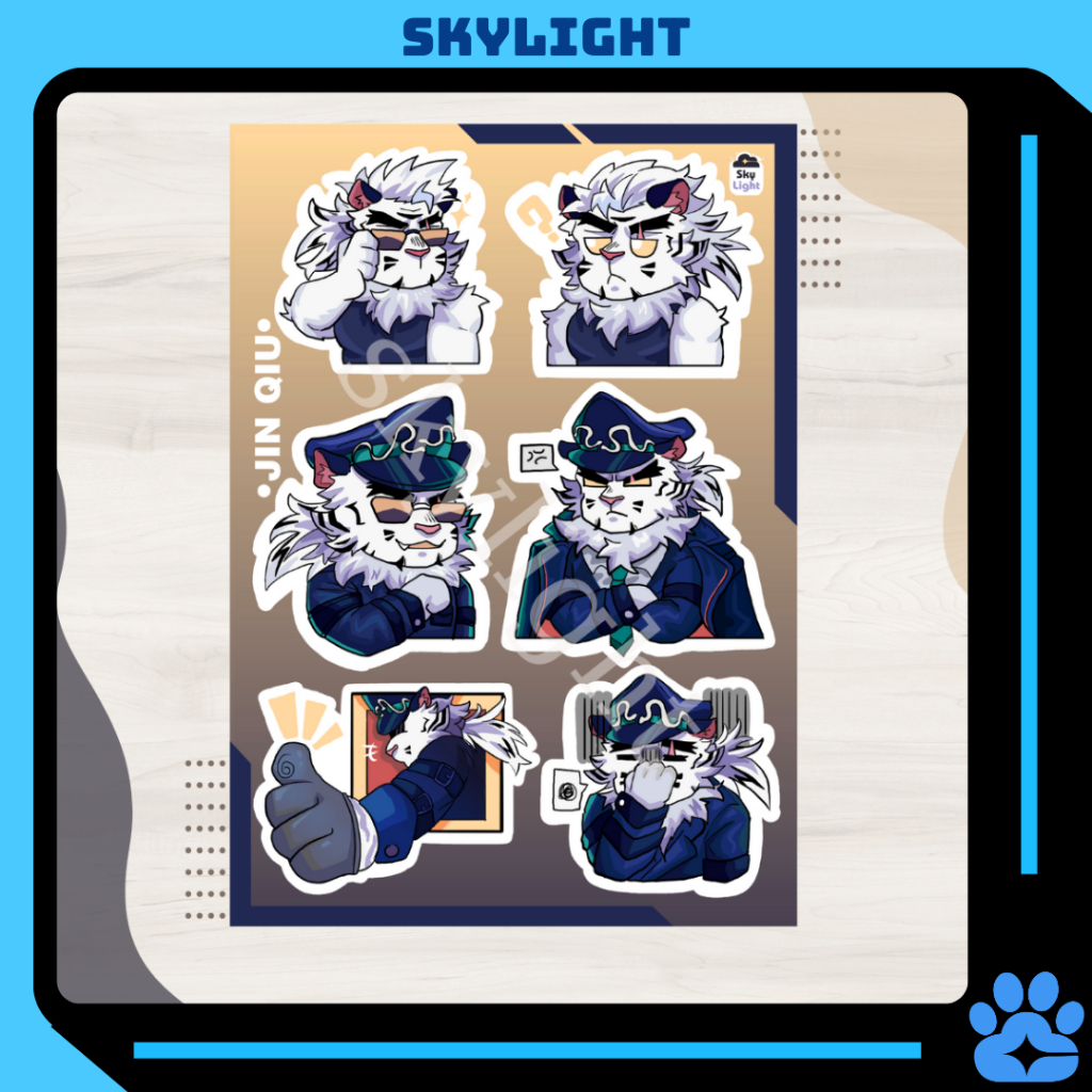 NO.07 JIN QIU -Dislyte- Sticker Furry Sheet A6 Decal pvc chống nước ...