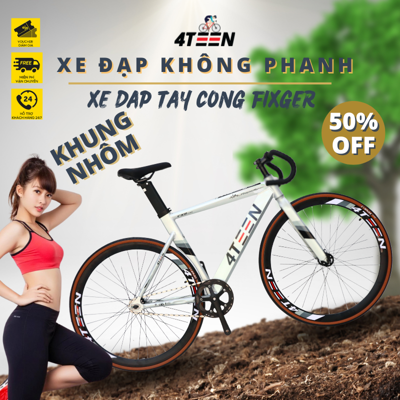Xe Đạp Tay Cong Không Phanh Fixger 4TEEN CX-8 Khung Nhôm Vành 27.5inch Trọng Lượng 10kg Xích Hạt ...