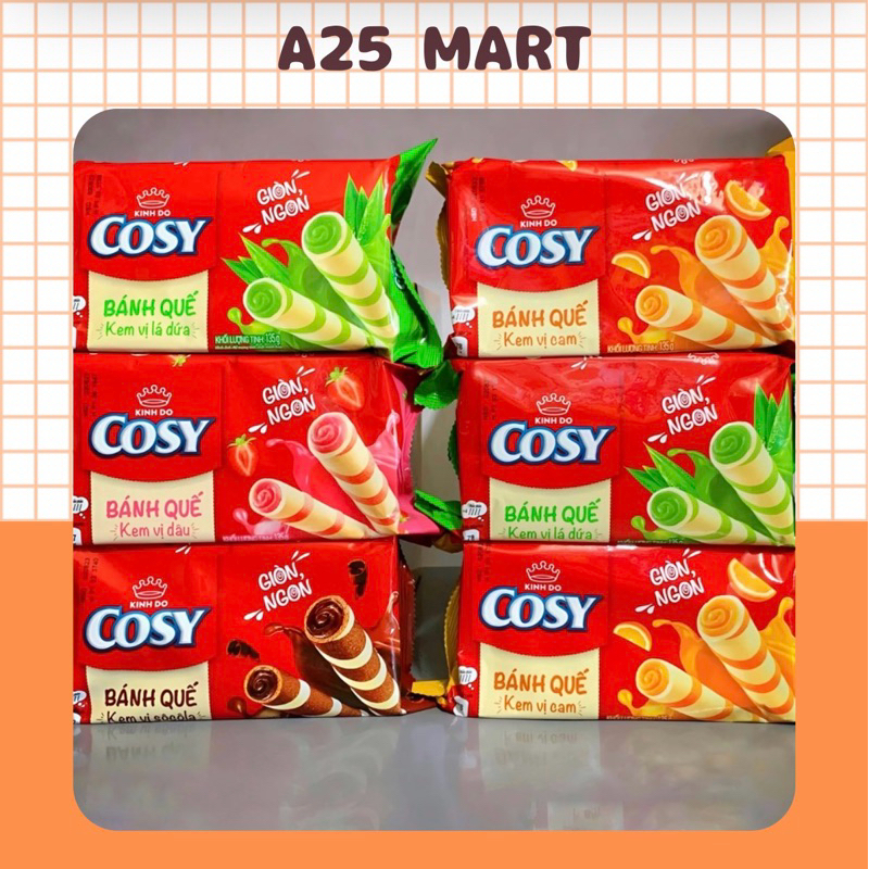 Bánh Quế Cosy Kem Vị Dâu/ Cam/ Socola/ Lá Dứa/ Xoài Xí Muội Kinh Đô Gói ...