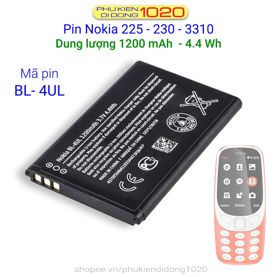 Pin BL-4UL – Pin Nokia 225 230 3310 - Dung lượng 1200 mAh, 3,7V - 4.4Wh, Dòng đời 500 lần sạc ...