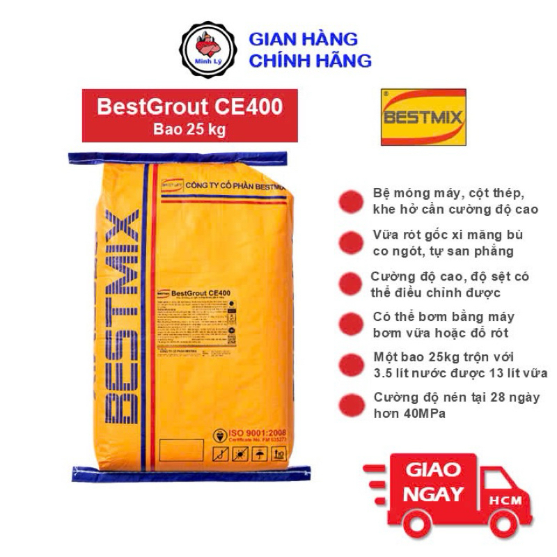 [Hỏa Tốc] Vữa Rót Cường Độ Cao BestGrout CE400 Không Co Ngót Bao 25kg ...