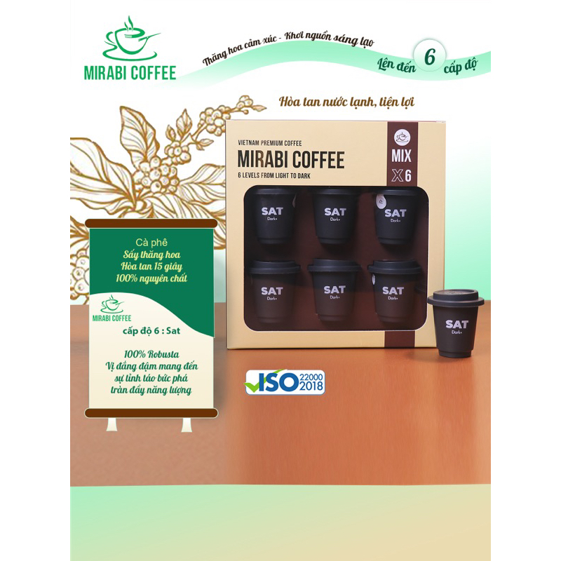 HỘP 6 viên ( ly )_ Mirabi coffee Cà Phê Robusta 100% (SAT CẤP ĐỘ 6 ...