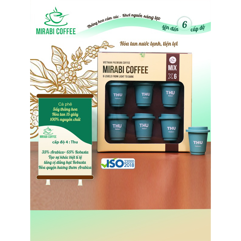 MIRABI Hộp 6 viên ( ly )_ CÀ PHÊ nguyên chất 35% Arabica + 65%Robusta ...