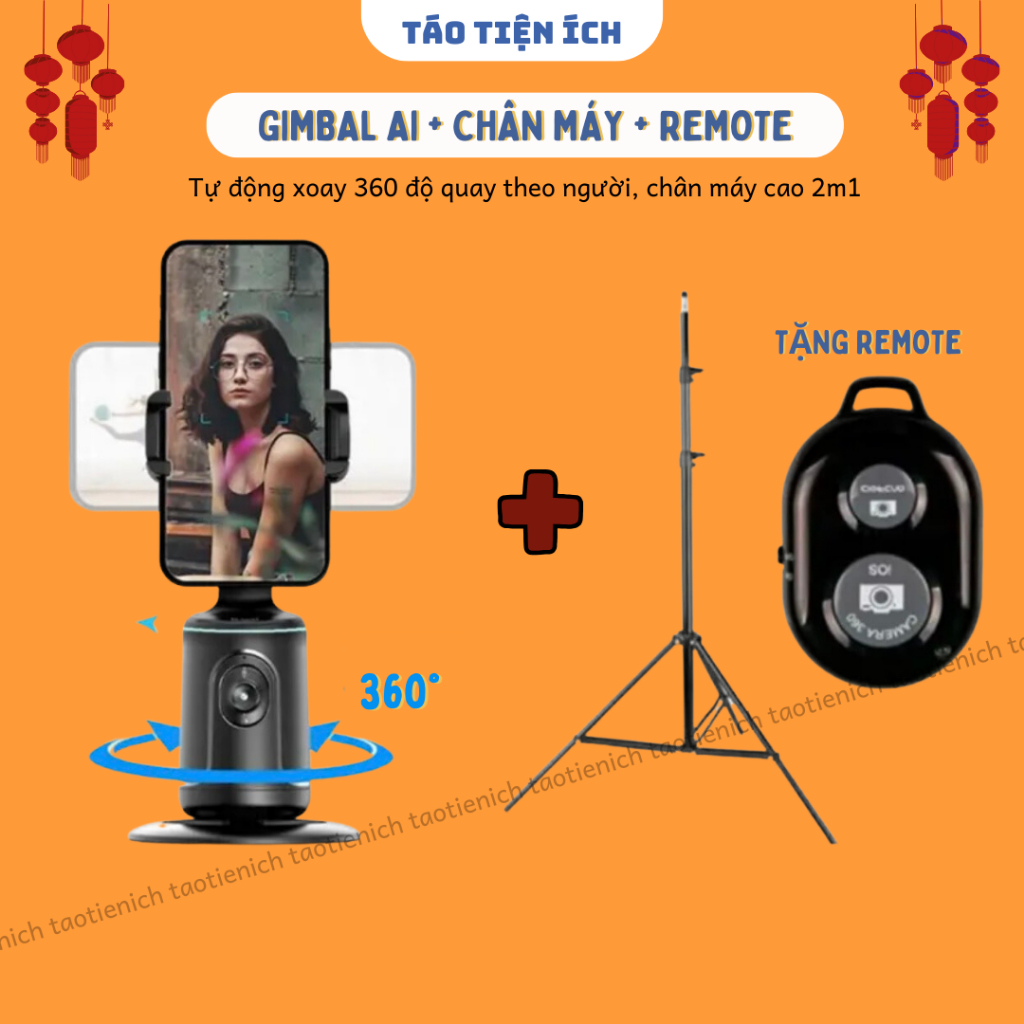 Gimbal Cảm Biến AI Q02 Quay Tự Động 360 Độ Theo Người Hỗ Trợ Quay Video, Livestream, Tặng Kèm ...
