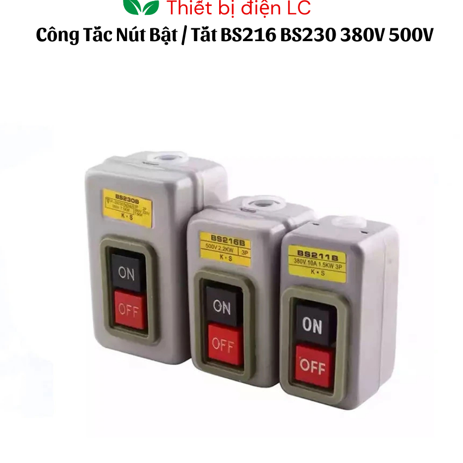 Công Tắc Nút Bật / Tắt BS211 BS216 BS230 380V 500V, Công Tắc Nút Nhấn 3 ...
