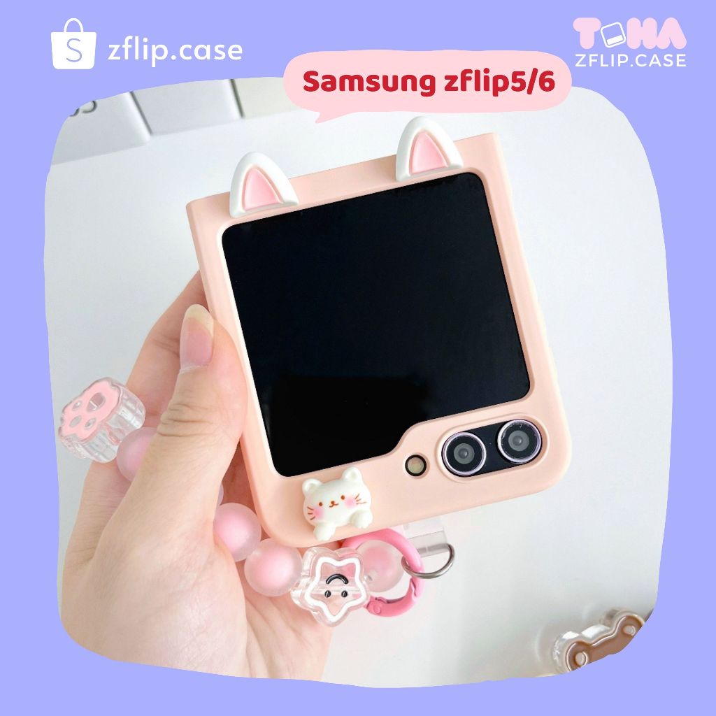 [Sẵn] Ốp Lưng Samsung Z Flip 5/ ZFlip6 tai mèo siêu cute gắn Charm gấu ...