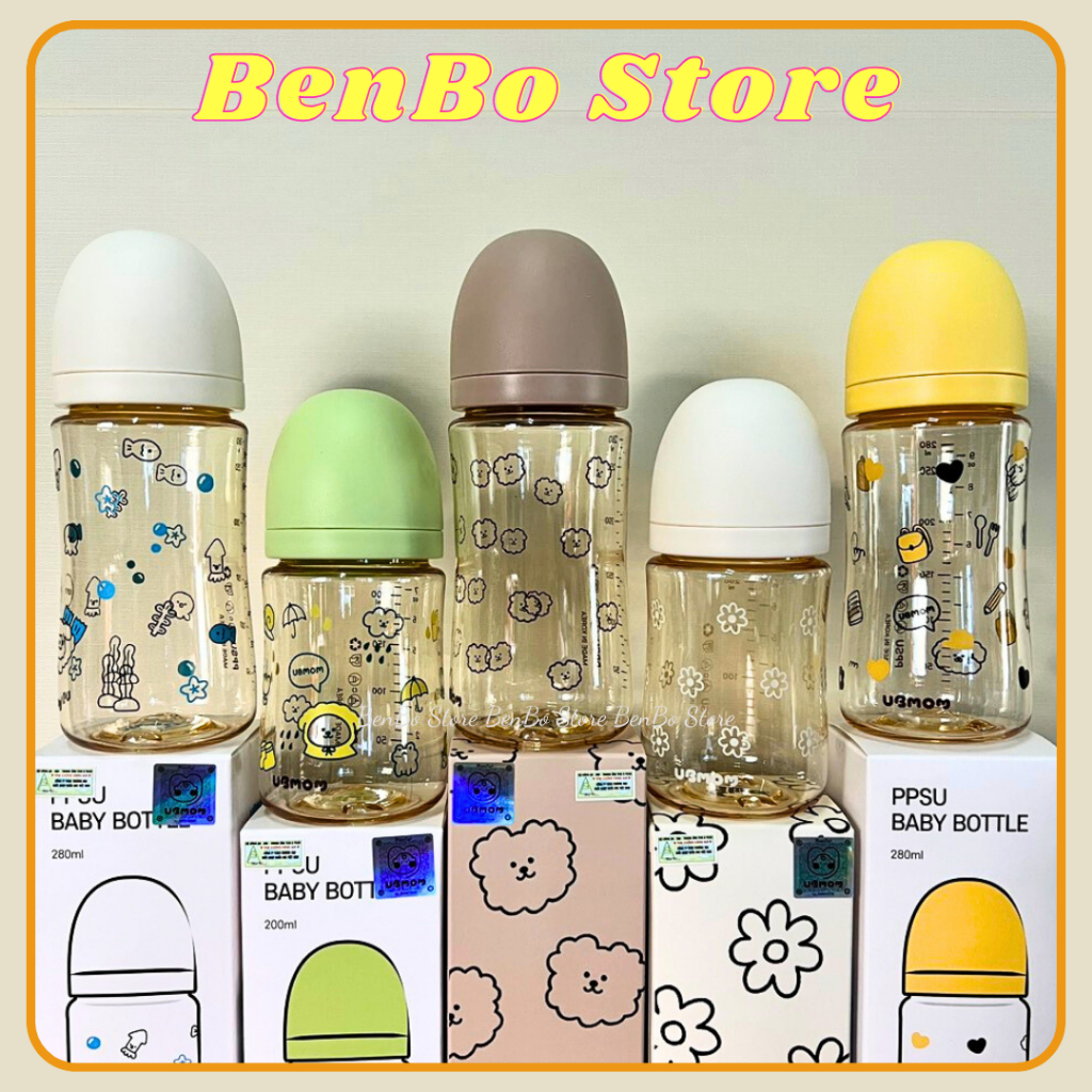 (Tổng hợp Các Mẫu) Bình sữa Ubmom họa tiết Hàn Quốc chất liệu PPSU dung tích 200/280ml | Shopee ...