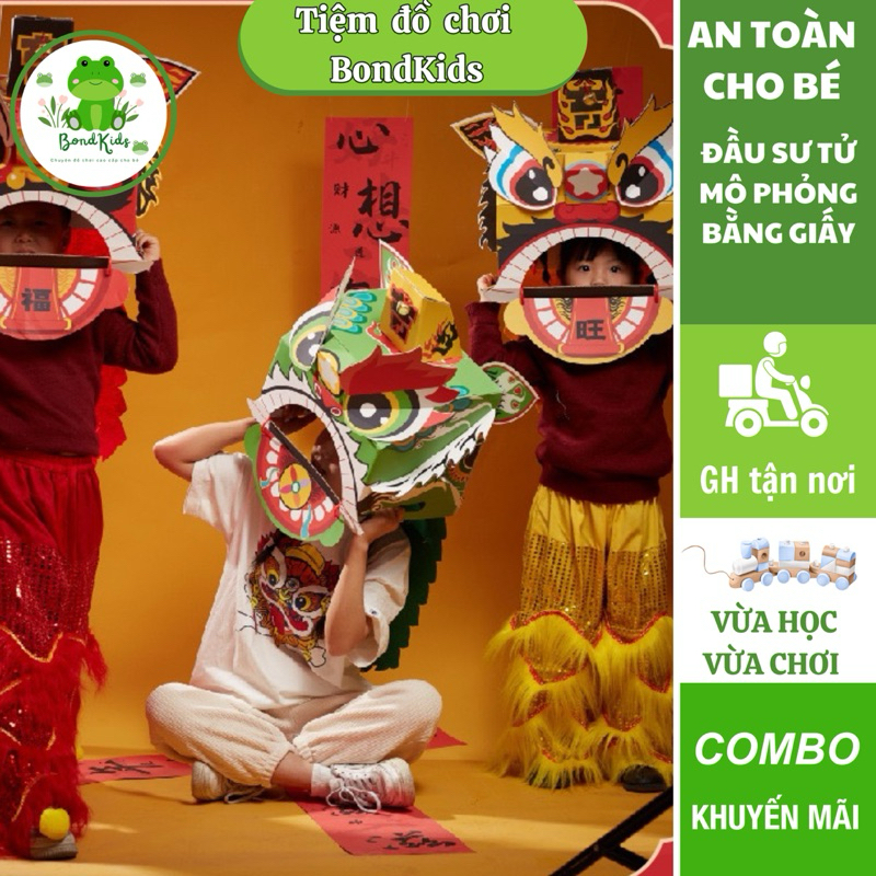 Đồ chơi hoá trang múa lân sư rồng bằng thùng Caarton bìa cứng siêu xinh ...
