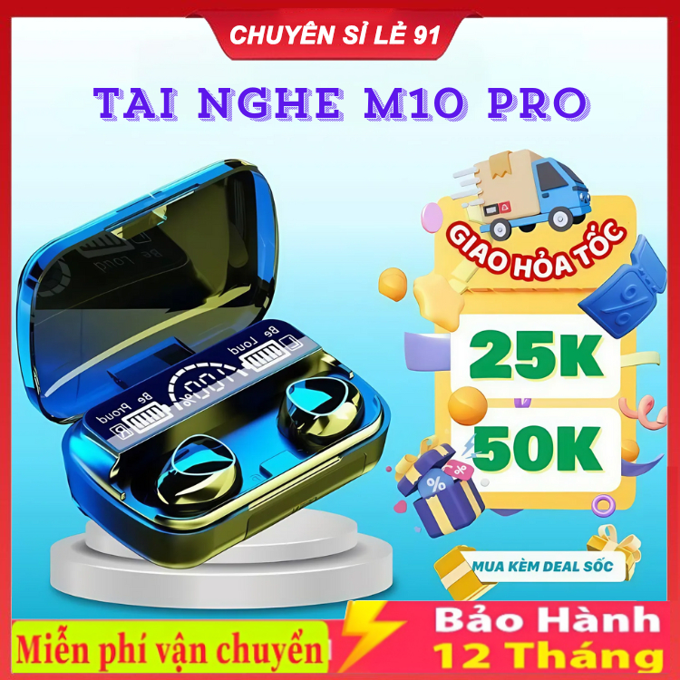 Tai Nghe Không Dây Bluetooth M10 / M100 / F9 Pro Pin Trâu 3000mah, Nút ...