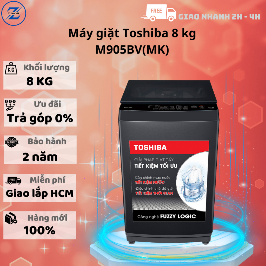 Máy giặt Toshiba 8 kg AW-M905BV(MK) - Bảo hành chính hãng 24 tháng ...