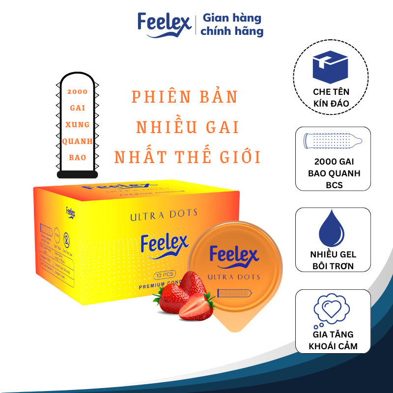 Bao cao su Feelex gân gai, nhiều gel bôi trơn - Hộp 10 bcs | Shopee ...