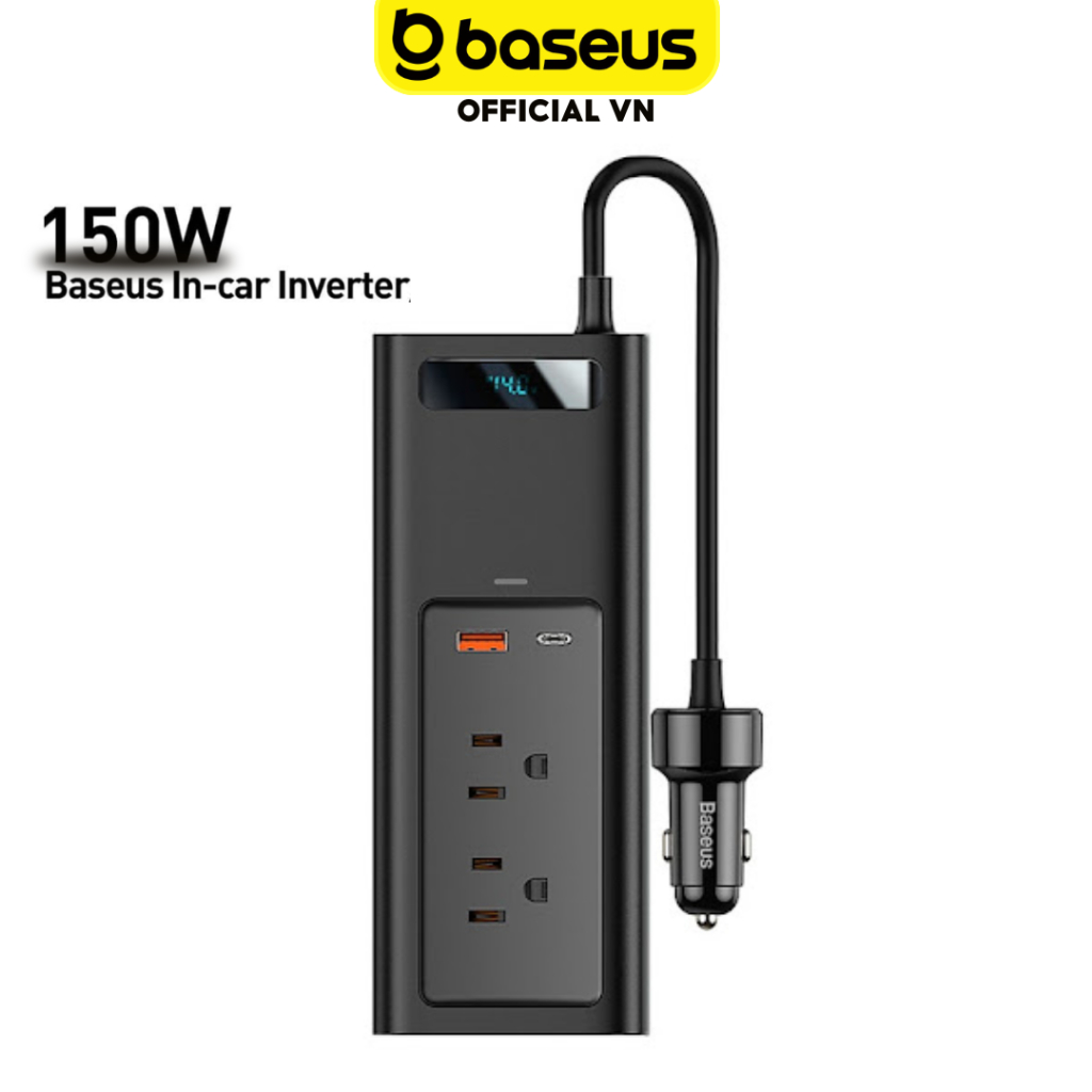 Tẩu sạc chuyển đổi nguồn đa năng cho xe hơi Baseus Power Inverter 150W ( 110v / 220v CN/EU ) phù ...