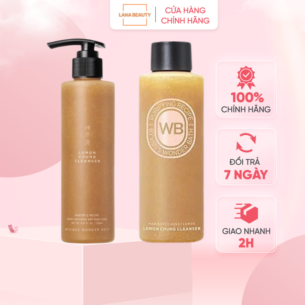 Sữa Rửa Mặt Chanh Đường Đen Lemon Chung Cleanser Byvibes Wonder Bath 200ml | Shopee Việt Nam