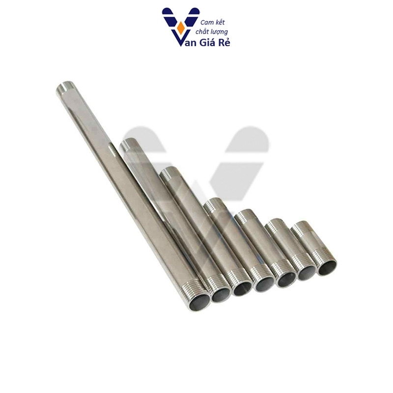 Ống nối 2 đầu ren ngoài inox 304 phi 42, 49, 60 dài 1 tấc, 2 tấc ...