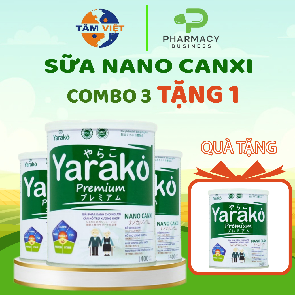 [Mua 3 Tặng 1] Sữa YARAKO PREMIUM NANO CANXI Giải Pháp Dành Cho Người Hỗ Trợ Xương Khớp Hộp 400G ...